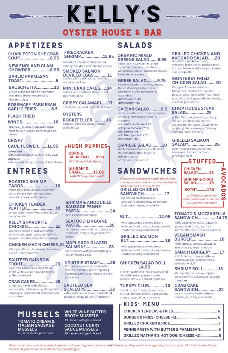 Menu - Kelly's Oyster House